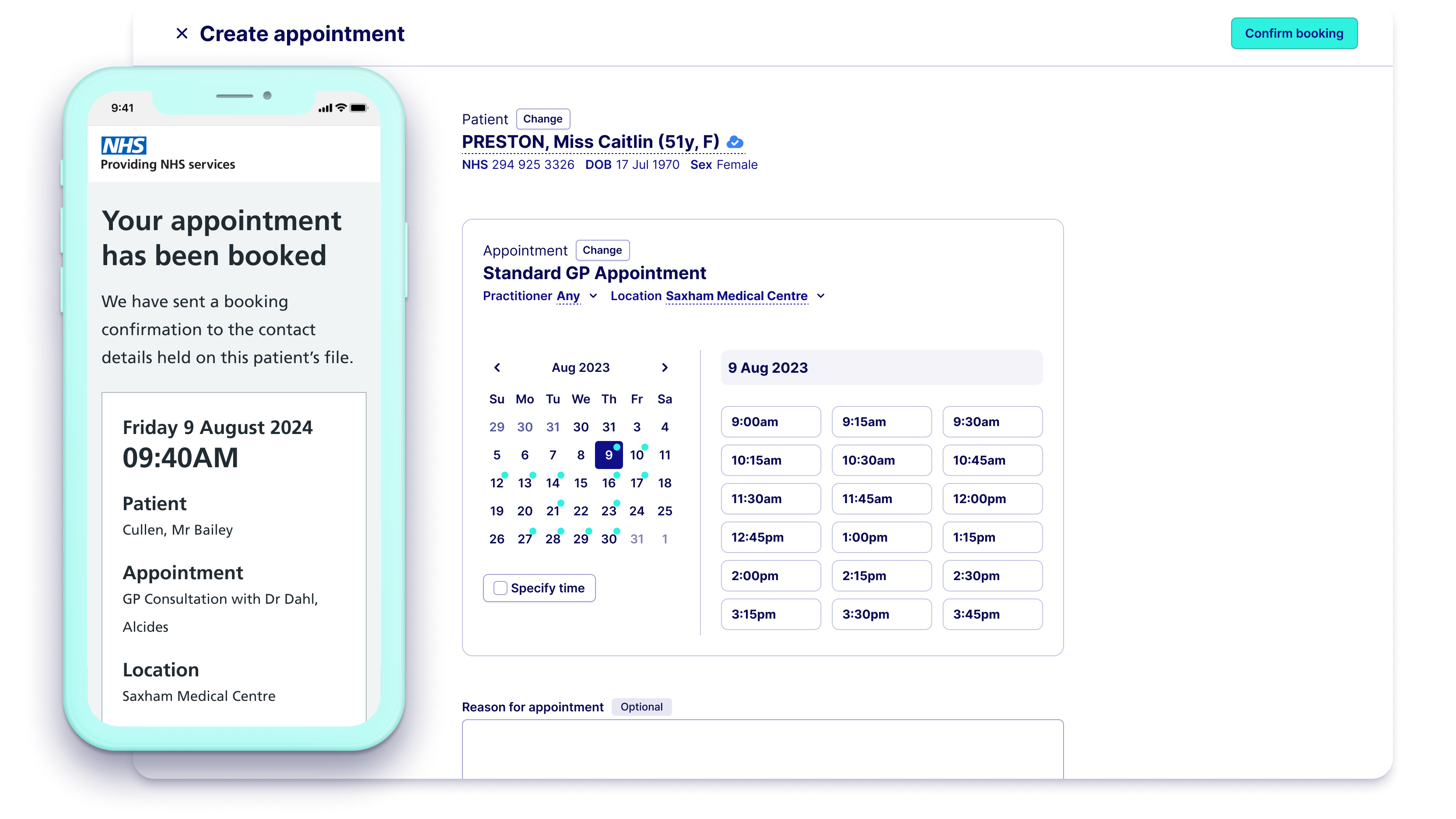 Appointment booking for NHS GP practices